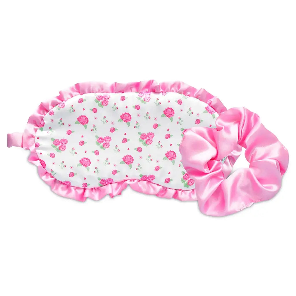 Pretty In Pink Eye Mask & Scrunchie Set | Crown and Iris