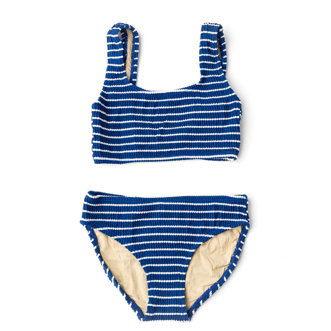 Navy Stripe Girls 2pc Crinkle Swimsuit | Crown and Iris