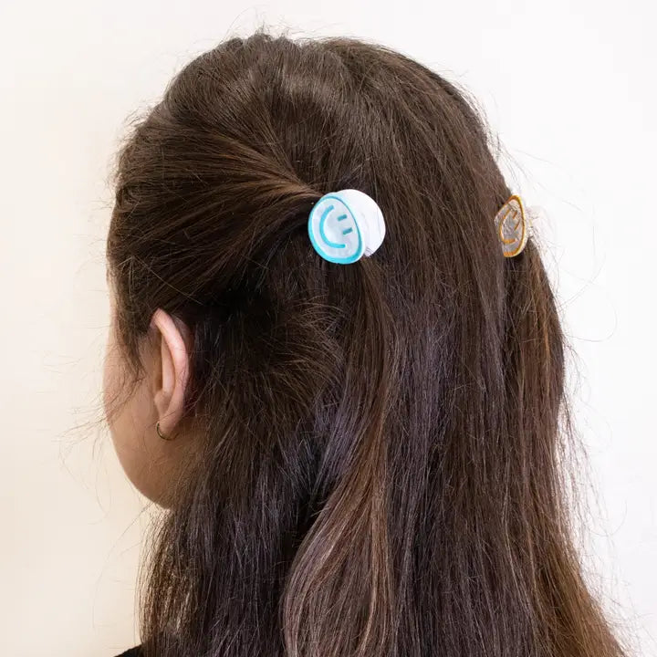 Small Emoji Smiley Face Hair Clips | Crown and Iris